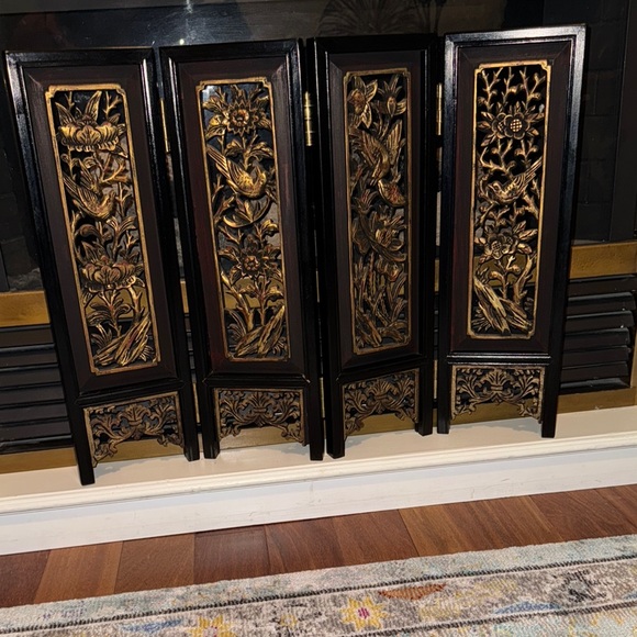Accents | Elegant Black And Gold Decorative Miniature Screen | Poshmark